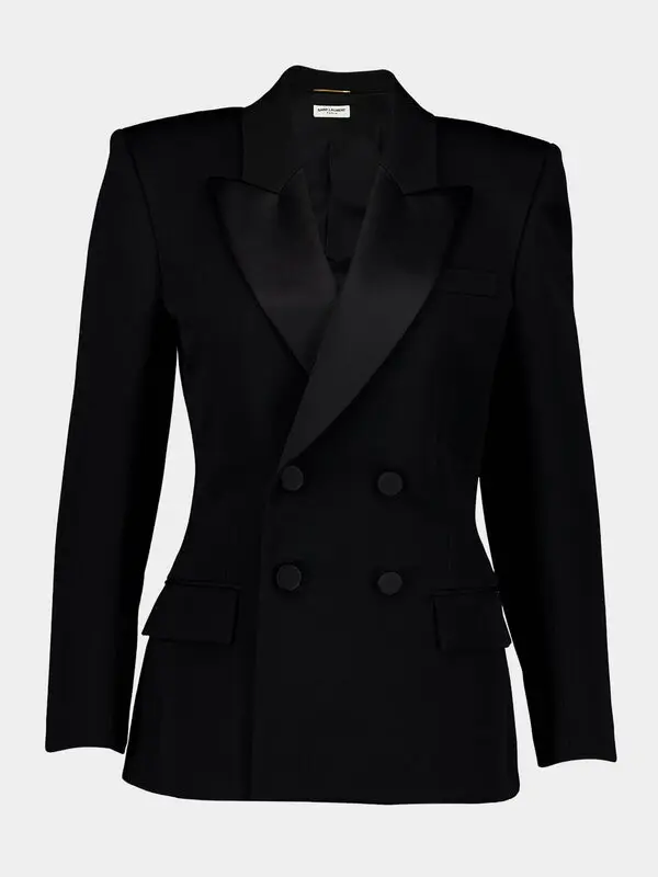 Saint Laurent Grain De Poudre Tuxedo Jacket - Black