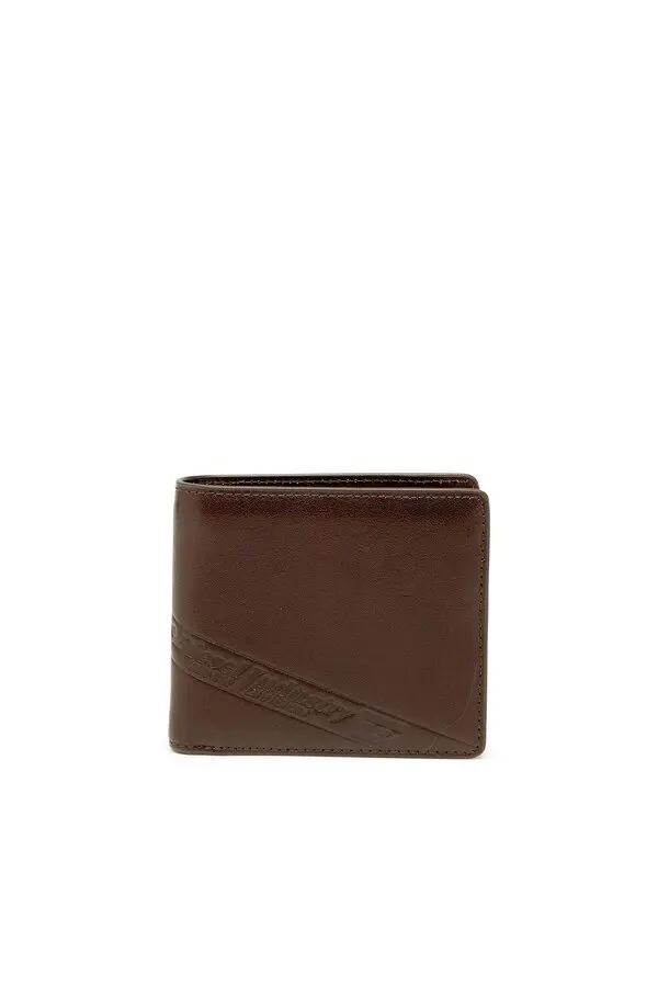 DIESEL® Bi-fold Leather Wallet With Embossed Logo - Brown
