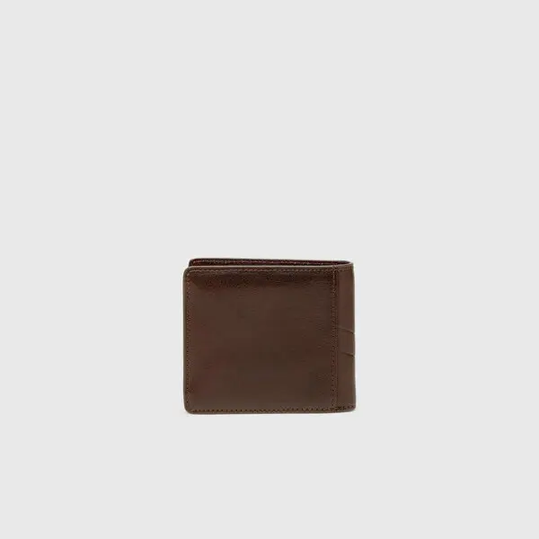 DIESEL® Bi-fold Leather Wallet With Embossed Logo - Brown