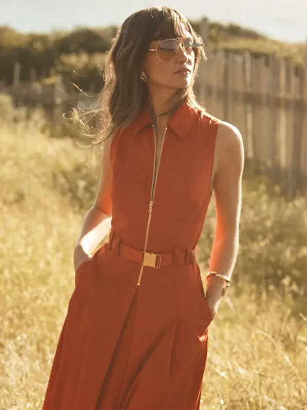 L'Agence Kolton Midi Dress With Belt And Zip Detail - Sienna