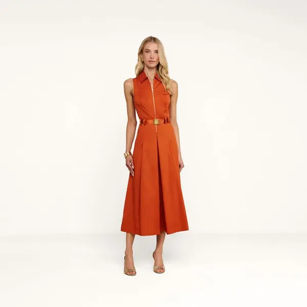 L'Agence Kolton Midi Dress With Belt And Zip Detail - Sienna