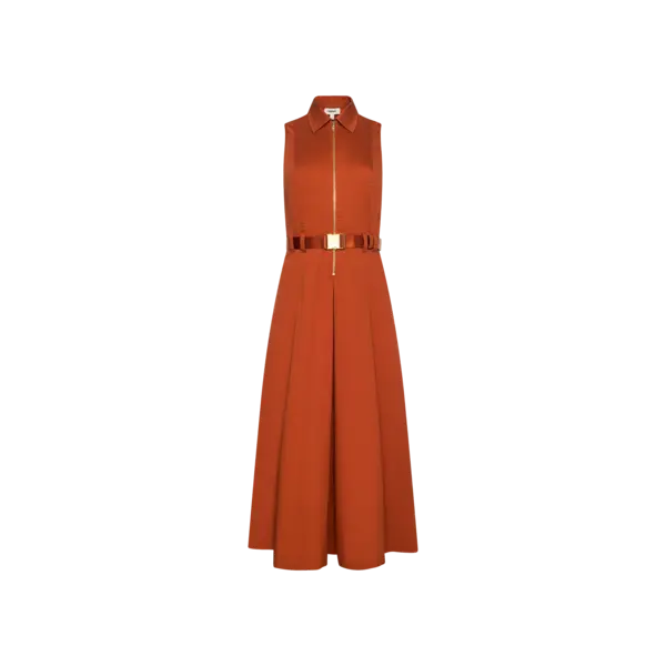L'Agence Kolton Midi Dress With Belt And Zip Detail - Sienna