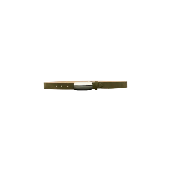 L'Agence Marlowe Suede Belt With Silver-plated Buckle - Olive Suede