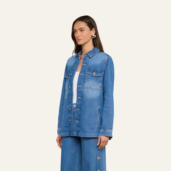 L'Agence Samaya Denim Utility Jacket With Tie Belt