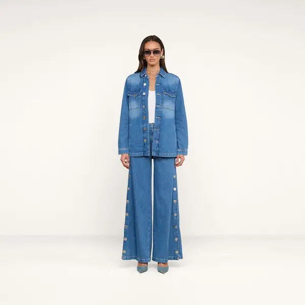 L'Agence Samaya Denim Utility Jacket With Tie Belt