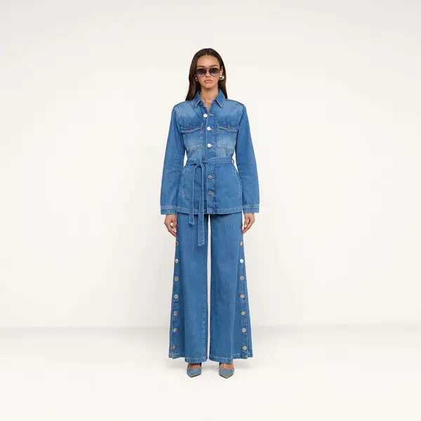 L'Agence Samaya Denim Utility Jacket With Tie Belt