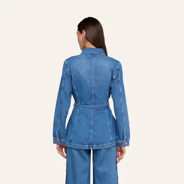 L'Agence Samaya Denim Utility Jacket With Tie Belt