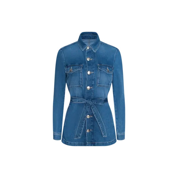 L'Agence Samaya Denim Utility Jacket With Tie Belt