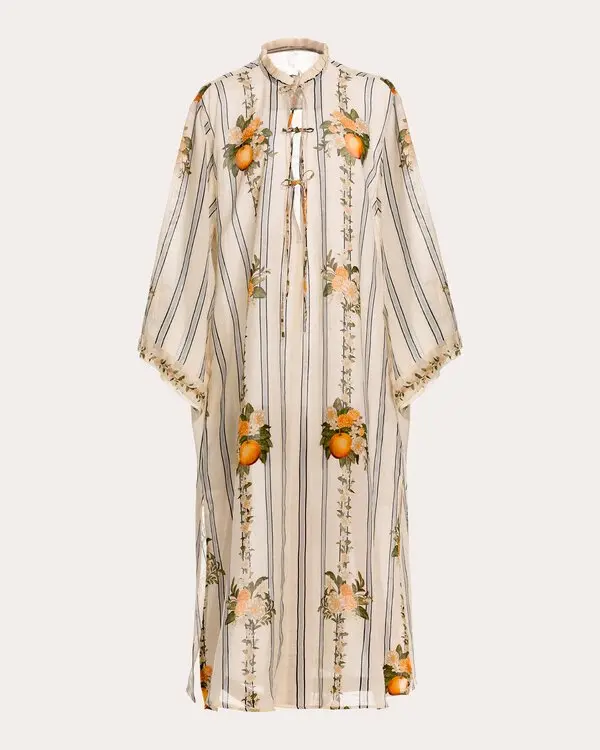 Agua Bendita Datil Valle Midi Kaftan Cotton/linen/viscose - Multicolor
