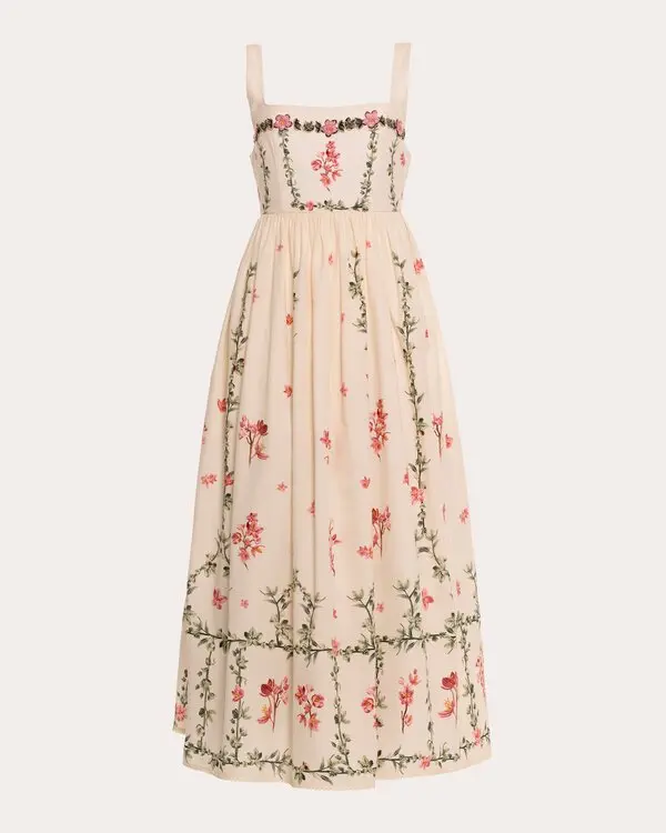 Agua Bendita Barbara Cauca Embroidered Cotton Midi Dress - Multicolor