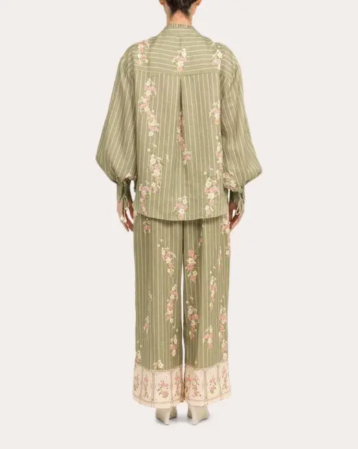 Agua Bendita Pleated Linen Trousers