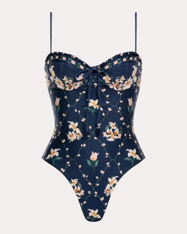 Agua Bendita Bano Promesa Ruffle Bustier One-piece Elastane/polyester/polyamide - Multicolor
