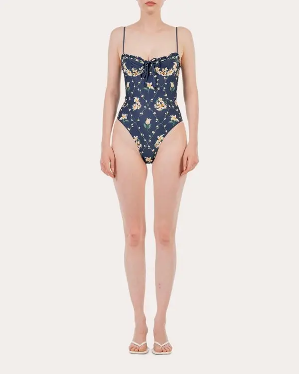Agua Bendita Bano Promesa Ruffle Bustier One-piece Elastane/polyester/polyamide