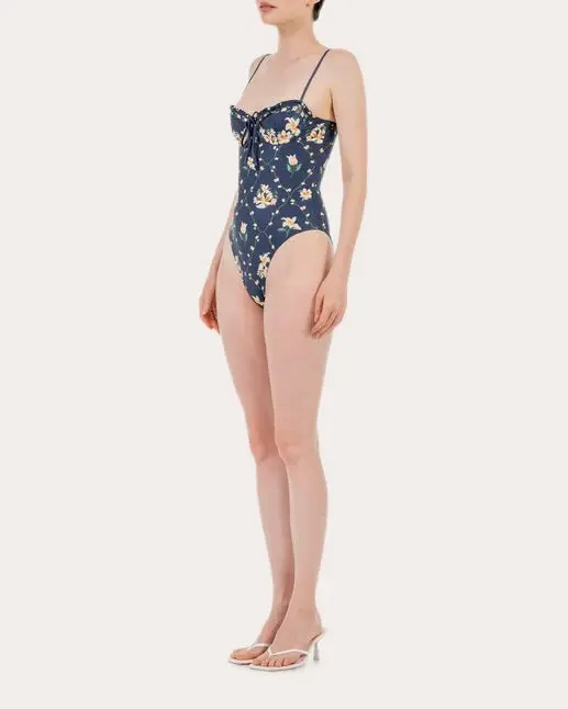 Agua Bendita Bano Promesa Ruffle Bustier One-piece Elastane/polyester/polyamide