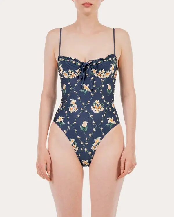 Agua Bendita Bano Promesa Ruffle Bustier One-piece Elastane/polyester/polyamide
