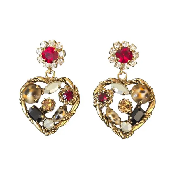 VSTYLE Swarovski Crystal Heart Statement Earrings