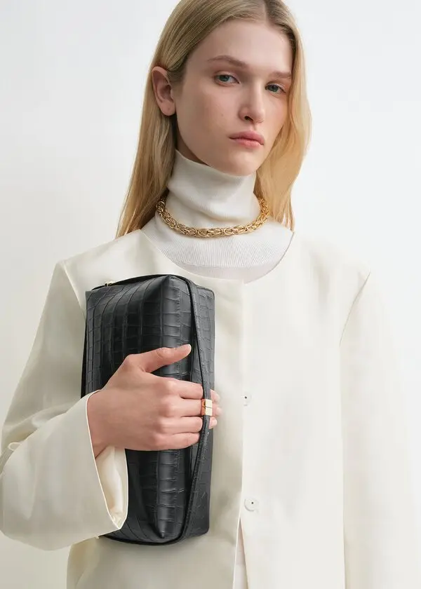 TOTEME Belted Croco-embossed Clutch