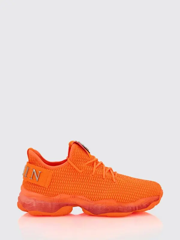 Philipp Plein Low-top Sneakers In Technical Knit Fabric With Logo - Orange