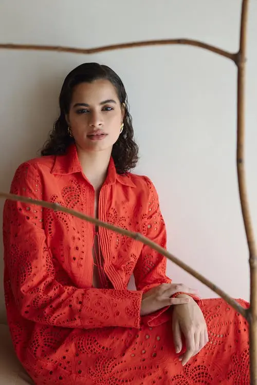 VASILIKI Zahra Cotton Maxi Shirt Dress