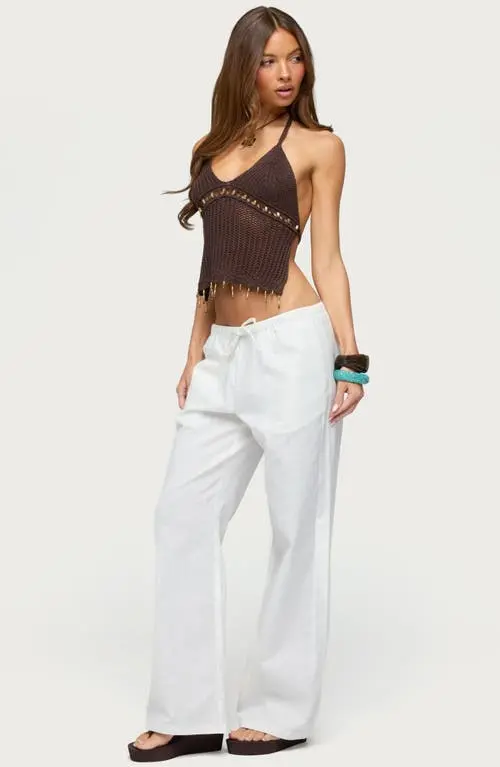 EDIKTED Jenn Beaded Open Stitch Halter Top