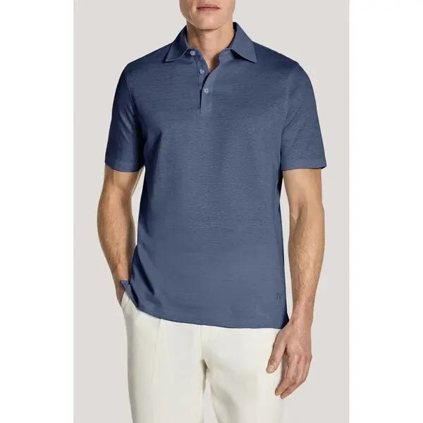 JACK VICTOR Davis Cotton Blend Piqué Polo - Navy