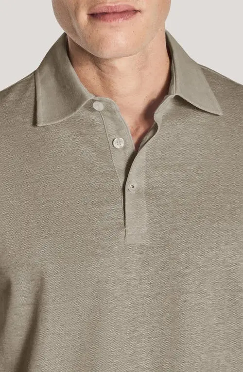 JACK VICTOR Davis Cotton Blend Piqué Polo - Soft Beige