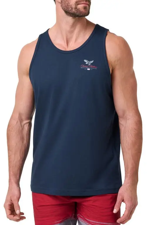Travis Mathew Red White Bbq Cotton Graphic Tank - Total Eclipse