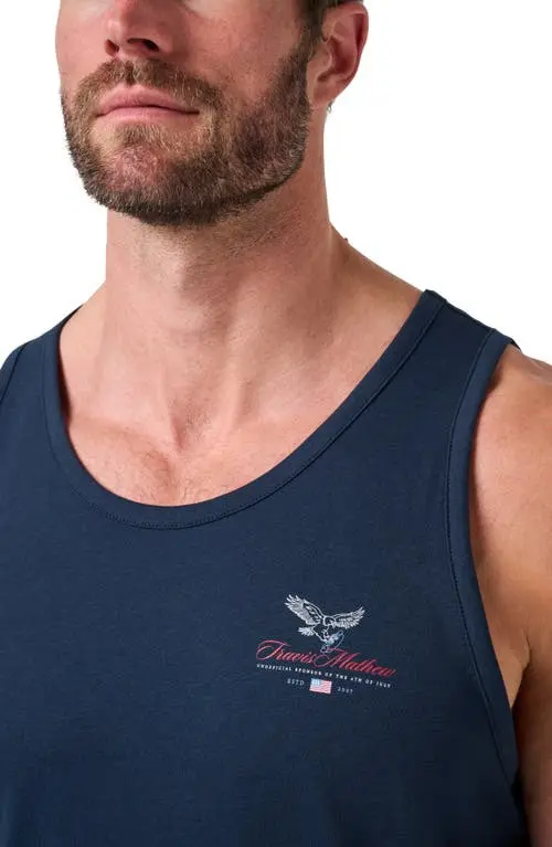 Travis Mathew Red White Bbq Cotton Graphic Tank