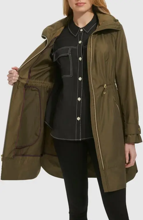Cole Haan Packable Hooded Rain Jacket - Olive