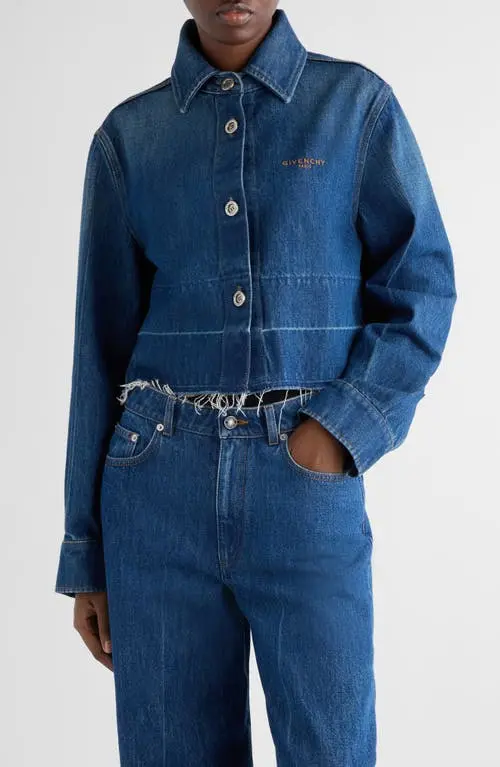 Givenchy Release Hem Raw Edge Denim Shirt - Medium Blue
