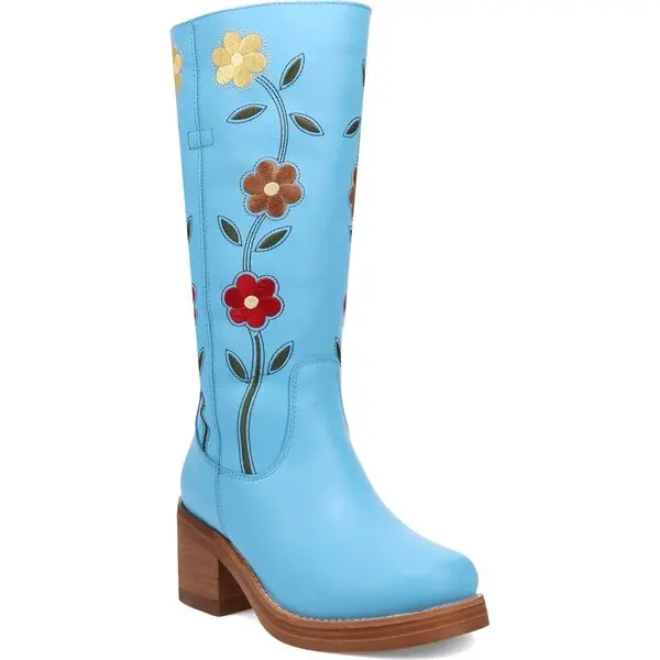 DINGO Bloom Embroidered Boot - Blue