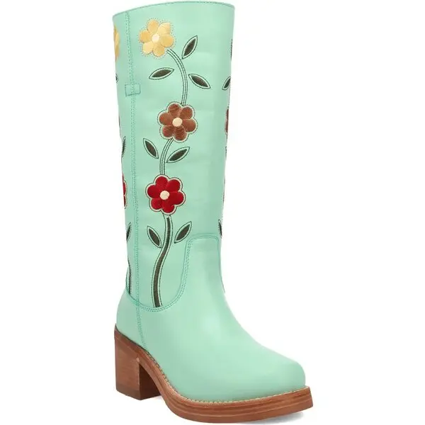 DINGO Bloom Embroidered Boot - Mint