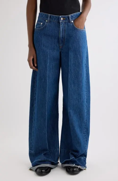 Givenchy Raw Edge Wide Leg Denim Jeans - Medium Blue