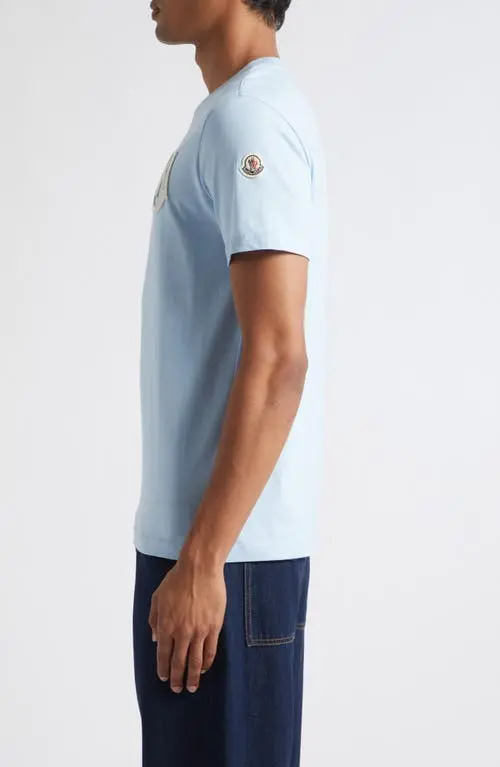 Moncler Monogram Logo Cotton T-shirt - Cerulean