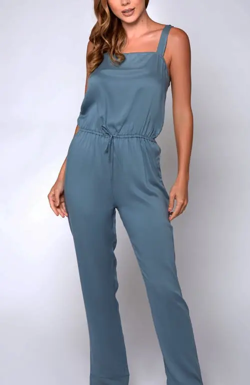 ICOLLECTION Cotton Tencel Jumpsuit - Blue