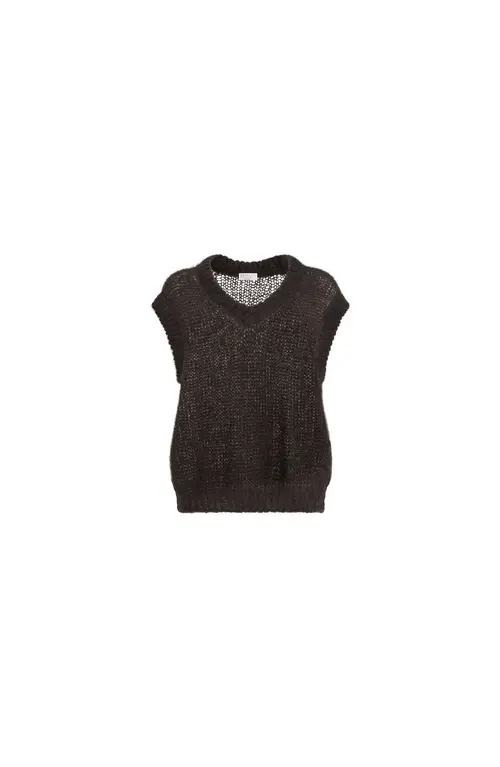 Brunello Cucinelli Sparkling Mohair Sweater Vest With Monili