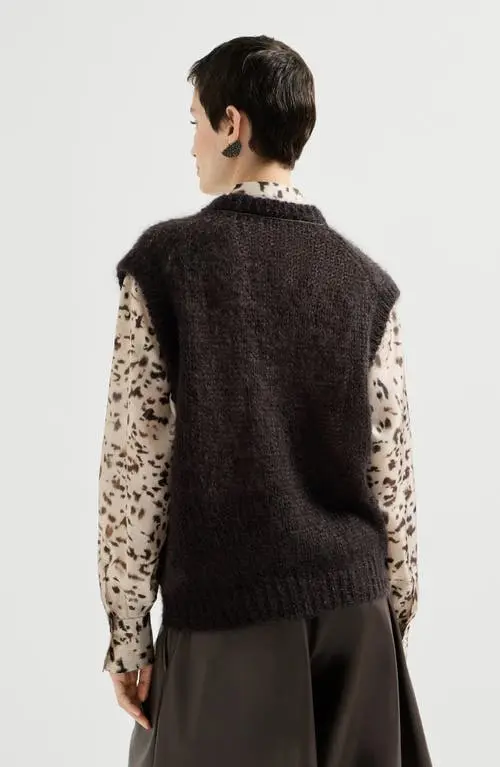 Brunello Cucinelli Sparkling Mohair Sweater Vest With Monili