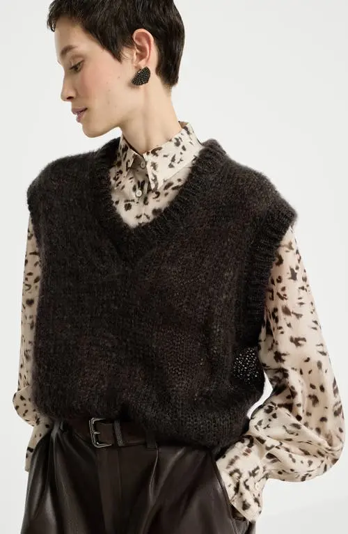Brunello Cucinelli Sparkling Mohair Sweater Vest With Monili