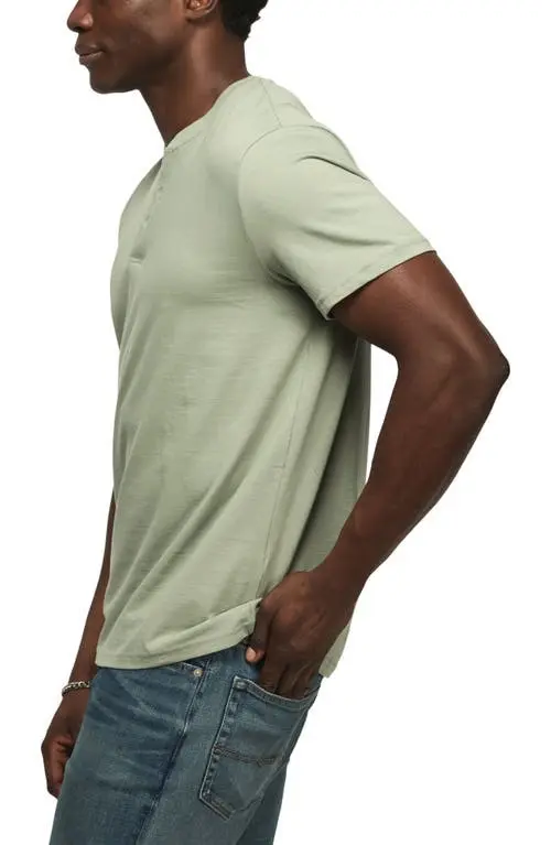 Lucky Brand Solid Short Sleeve Cotton Henley - Lily Pad