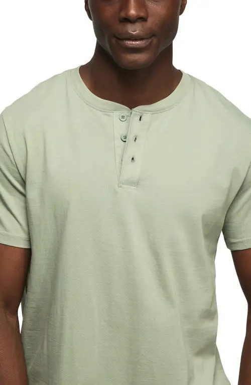 Lucky Brand Solid Short Sleeve Cotton Henley - Lily Pad