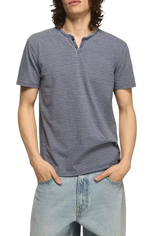 Lucky Brand Stripe Venice Burnout Henley - Blue Multi
