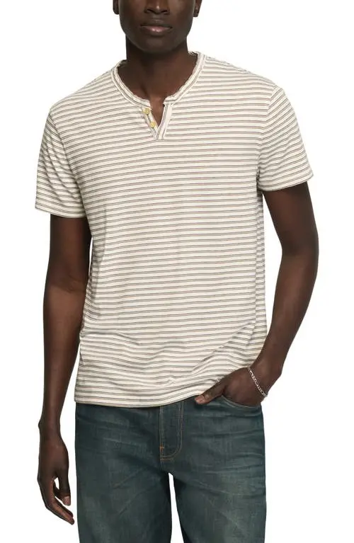 Lucky Brand Stripe Venice Burnout Henley - Cream Multi