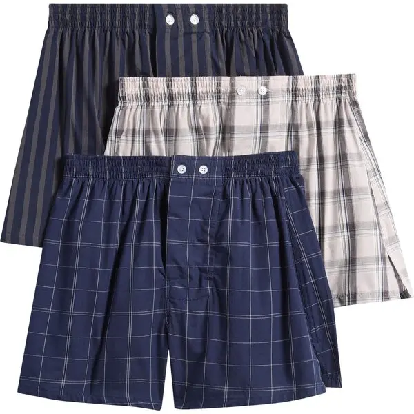 Nordstrom 3-pack Classic Fit Boxers - Navy Chuck Check Multi