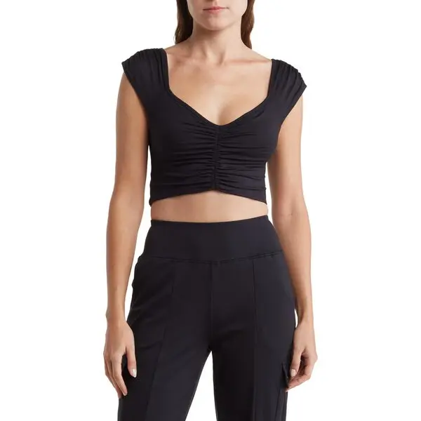 Free People Breathe Deeper Crop Top - Black