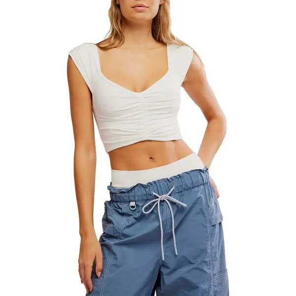 Free People Breathe Deeper Crop Top - White