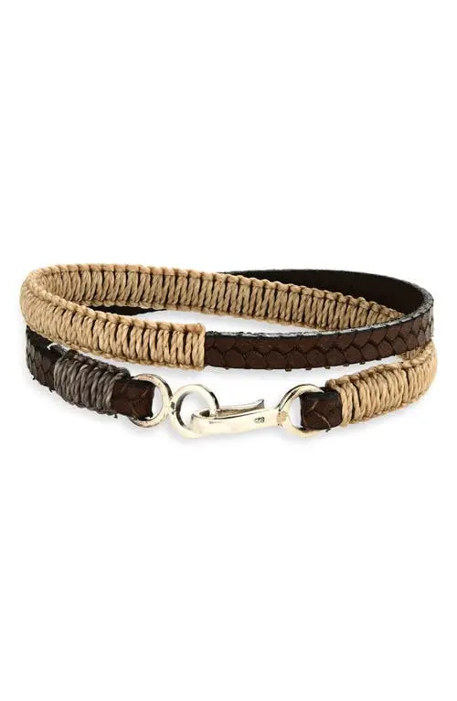 Caputo & Co Double Wrap Bracelet With Macramé Detail - Chocolate