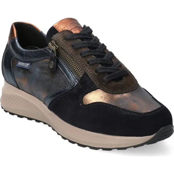 Mephisto Kim" Sneaker With Colorblocked Accents - Navy