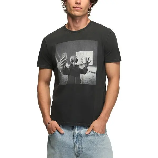 Lucky Brand Area 51 Alien Cotton Graphic T-shirt - Jet Black