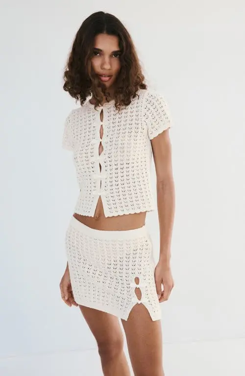 Mango Openwork Knit Miniskirt