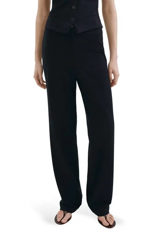 Mango Wide Leg Pants - Navy